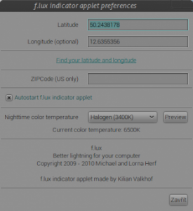 F.lux – potěšení pro vaše oči – Linux Mint CZ&SK