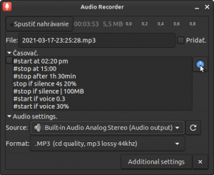 Audio recorder – Linux Mint CZ&SK